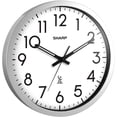 Atomic Analog Wall Clock - 12" Silver Brushed Finish Sets Automatically ...