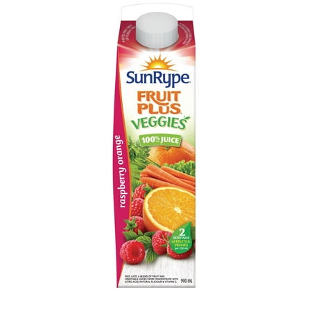 SunRype No Sugar Added Raspberry Orange Fruit Plus Veggies 100% Juice ...