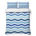 3 Piece Summer Bed Quilt Set Queen Size,Blue Gradient Water Ripple ...