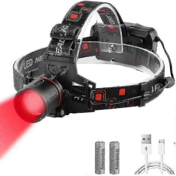 Linterna frontal roja, linterna frontal LED roja para caza, linterna ...