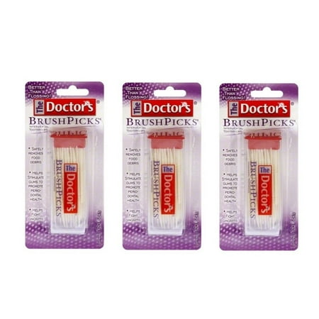 3 Pack The Doctor's BrushPicks Interdental Toothpicks -120 Count Ea ...
