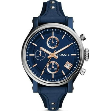 Fossil Men's JR1480 Blue Leather Quartz Fashion Watch with Chronograph ...