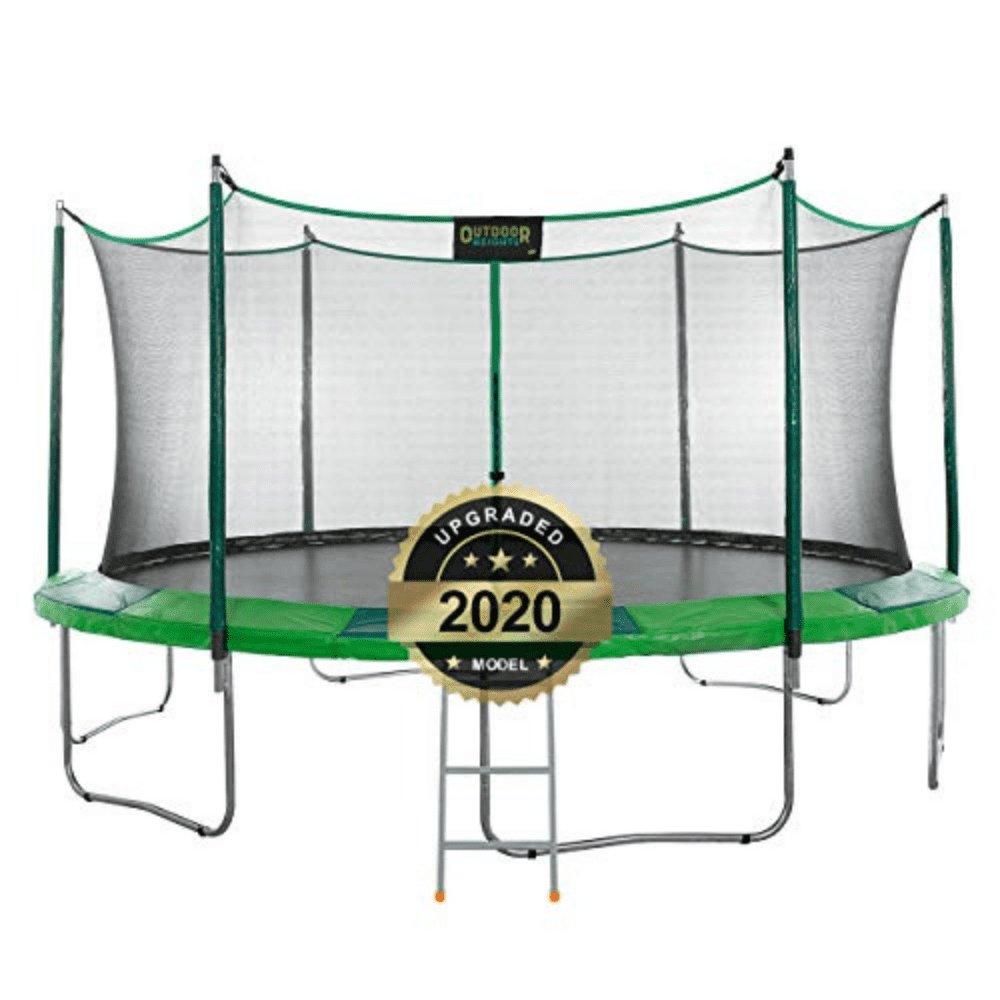 Outdoor Heights 15 ft Round Trampoline Set with Safety Enclosure System ...