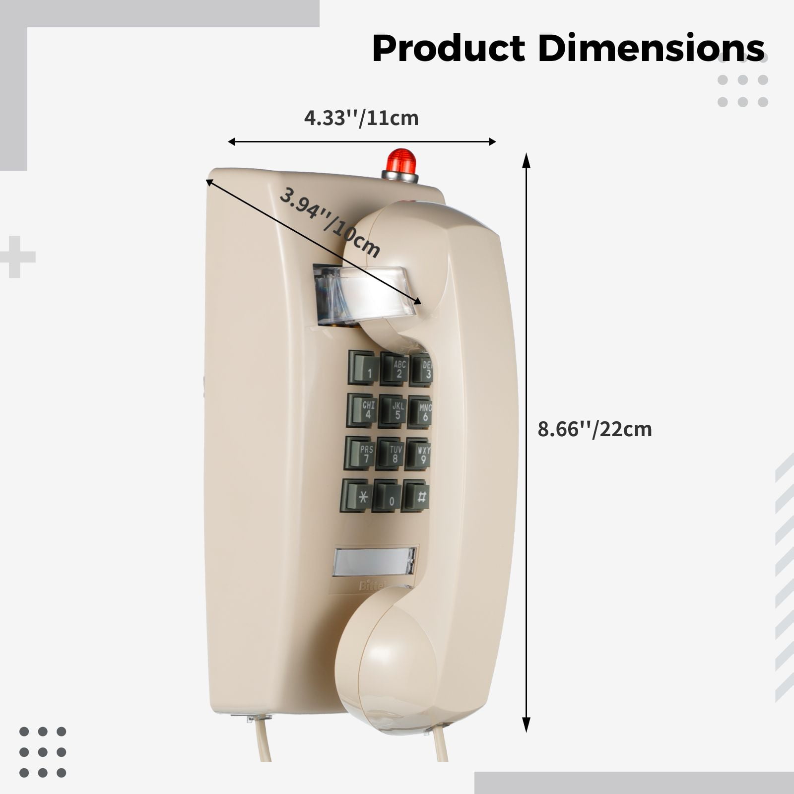 Buy Vintage Wall Telephone, Landline Corded Telephone with Ringing ...