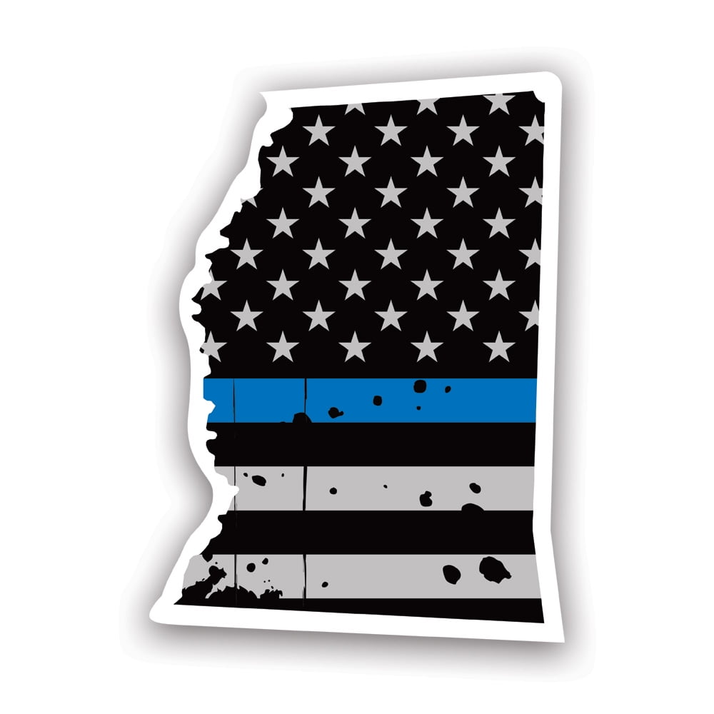Distressed Thin Blue Line Mississippi State Shaped Subdued US Flag ...