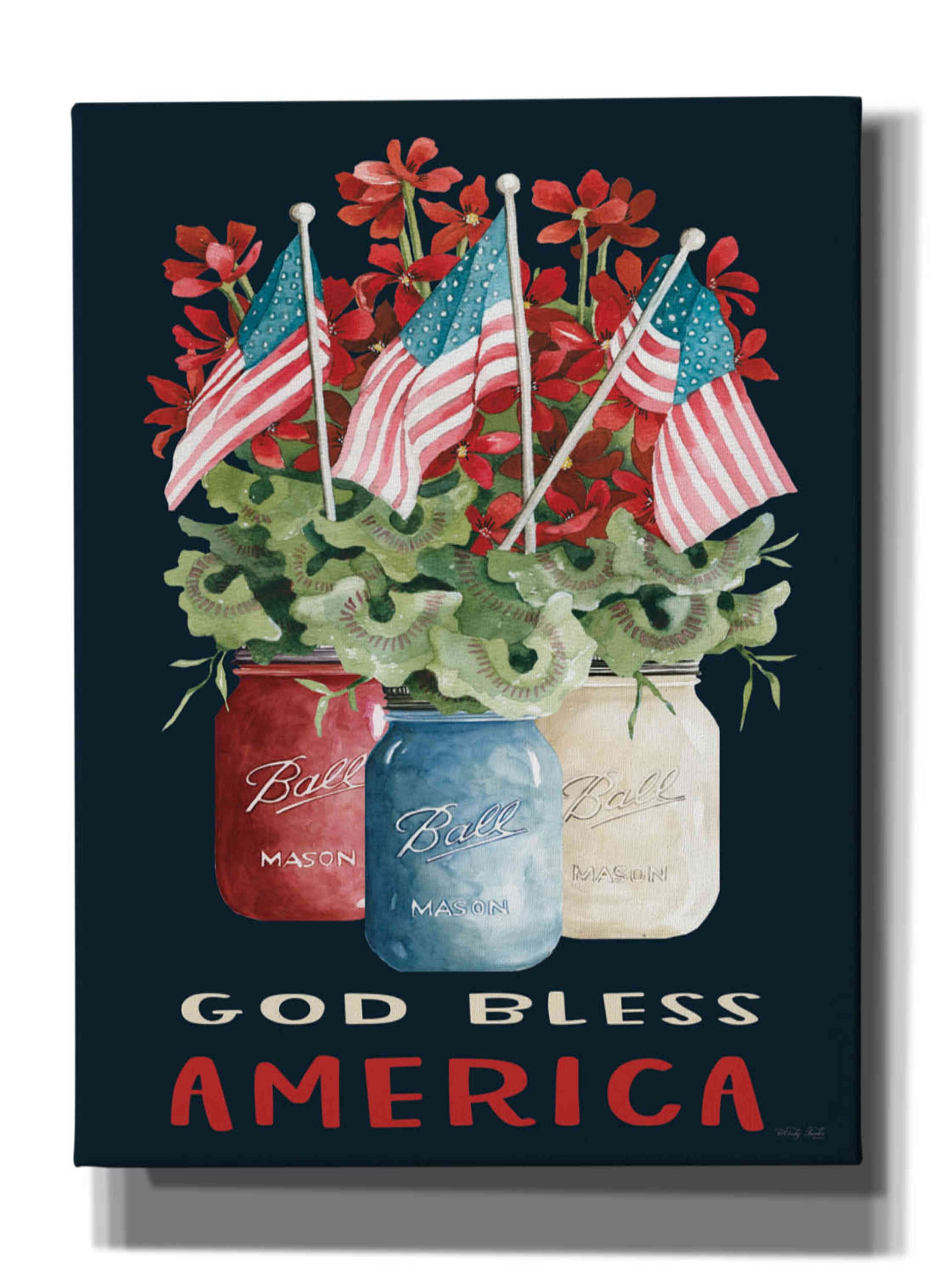 Epic Graffiti 'God Bless America Floral' by Cindy Jacobs, Giclee Canvas ...