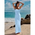 Blue Solid Slip Maxi Dress For Women, Summer Beach Vacation Elegant ...