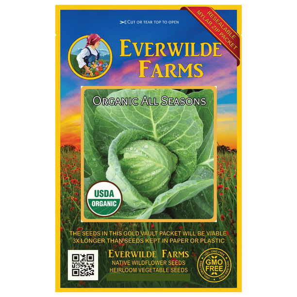 Everwilde Farms - 250 Organic All Seasons Cabbage Seeds - Gold Vault ...