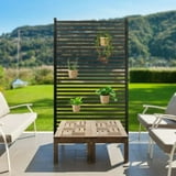 Patio Outdoor Adjustable-Height Privacy Fence Screen with Planter ...