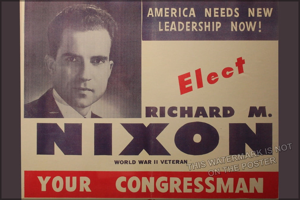24"x36" Gallery Poster, Richard Nixon 1946 congressional campaign ...