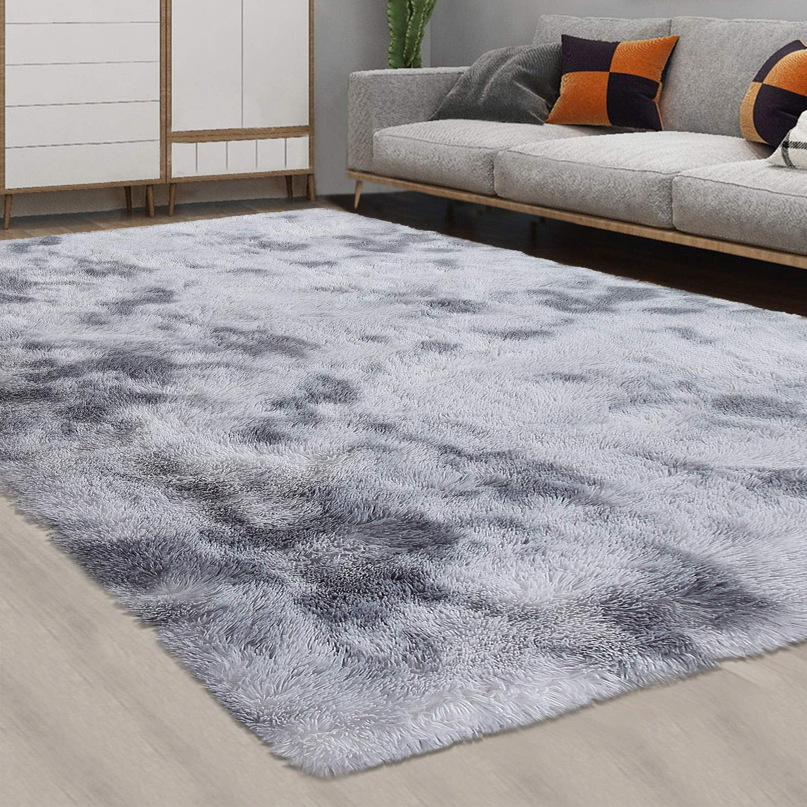 Kitsin Shag Area Rugs for Living Room, Ultra Soft Fluffy Thick Faux Rug ...
