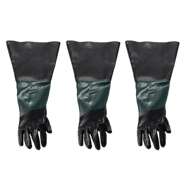 3 Pieces 60cm/ 23.6inch Rubber Sandblasting Sand Blaster Gloves for ...