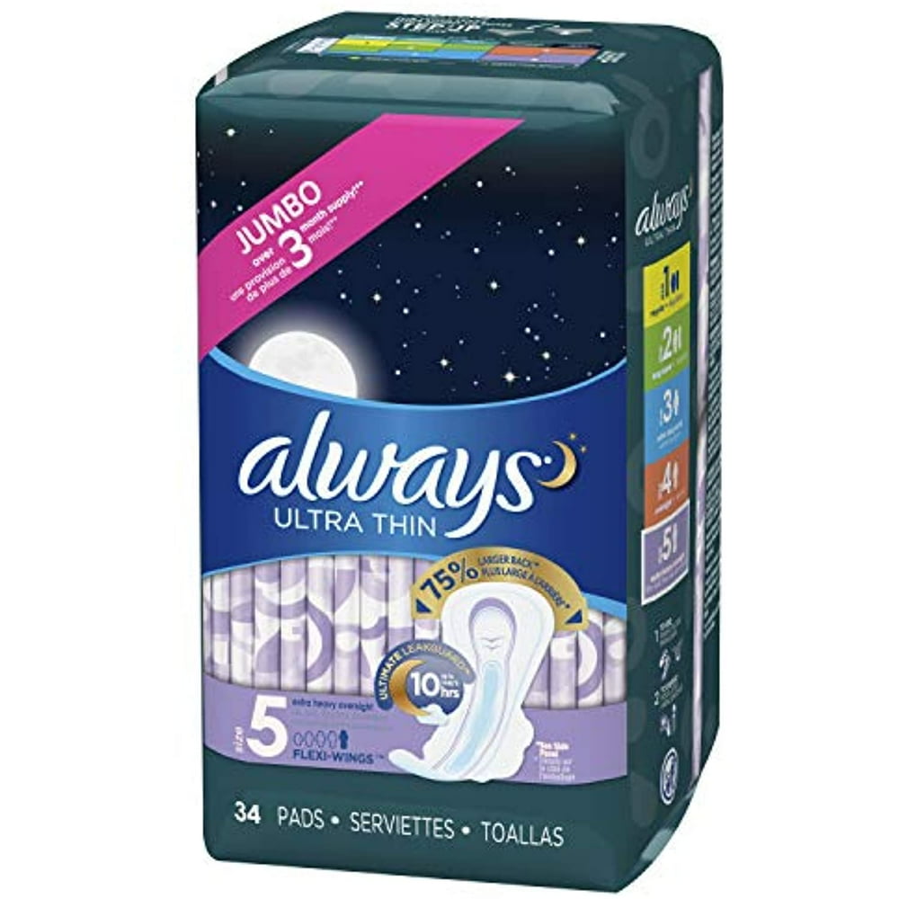 ALWAYS Ultra Thin Size 5 Extra Heavy Overnight Pads With Wings always-ultra-thin-size-5-extra-heavy-overnight-pads-with-wings