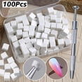 100Pcs Mini Square Nail Sponge Blocks with Metal Applicator Pen, High ...