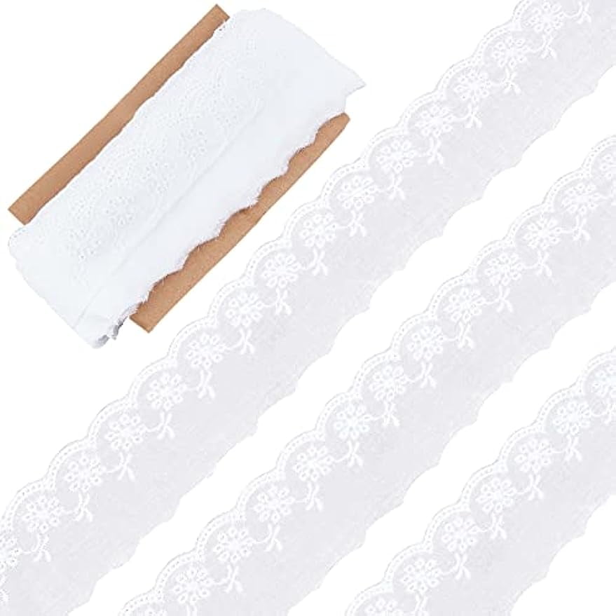 15 Yards Scalloped Lace Trim White Cotton Lace Trim Fabric Eyelet ...