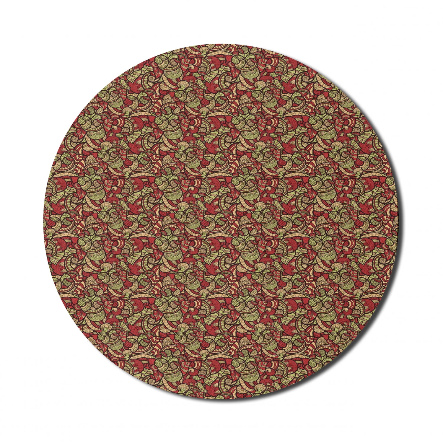 Ethnic Mouse Pad for Computers, Doodle Style Pattern with Swirls Leaves ...