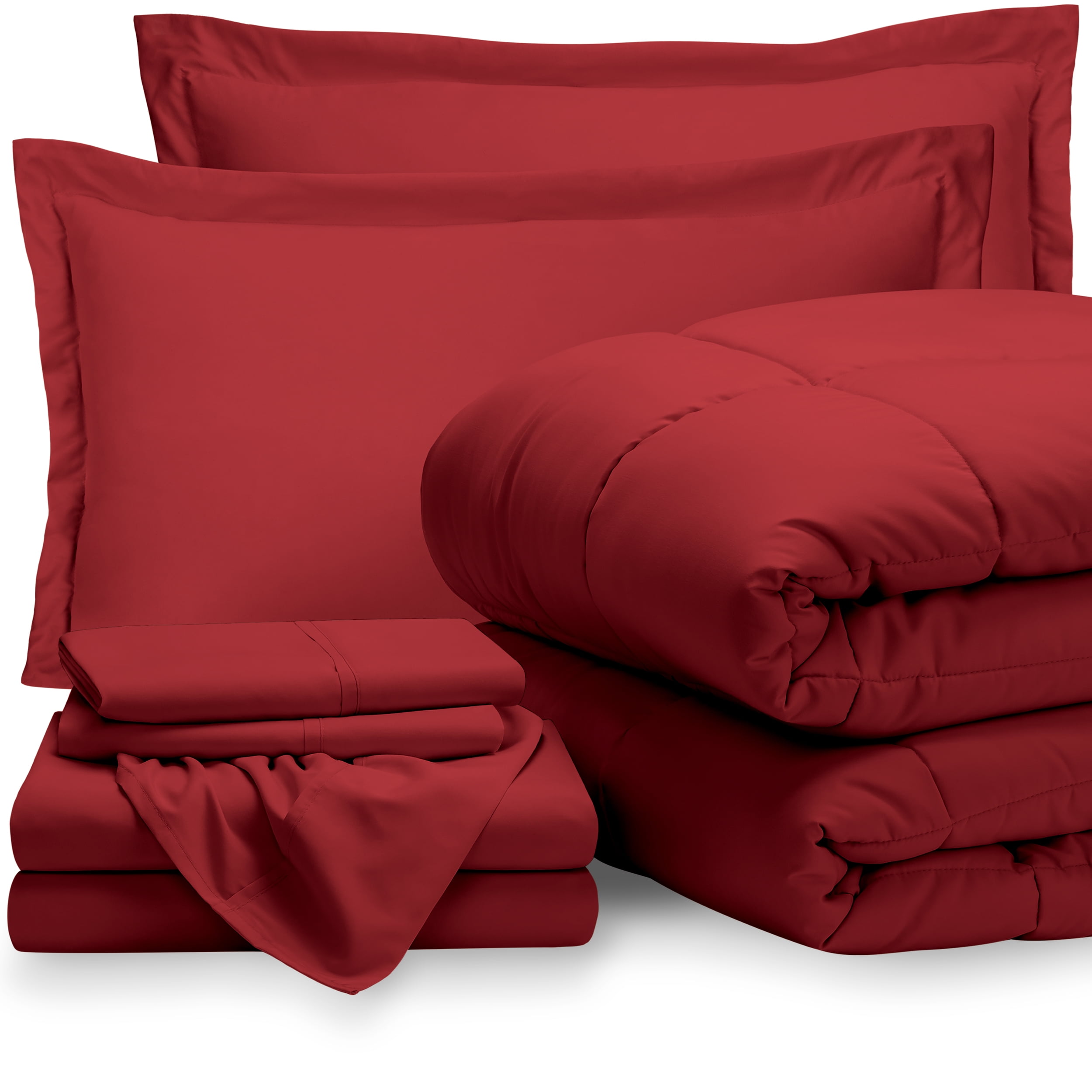 Bare Home Microfiber 7-Piece Red and Red Bed in a Bag, King - Walmart.com