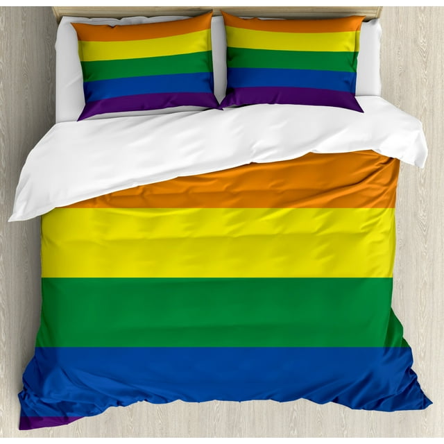 Pride Duvet Cover Set Queen Size, Simplistic Design of LGBT Flag ...