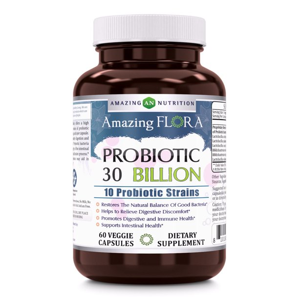 Suplemento Amazing Flora Probiotic, 10 cepas, 30 g, 60 cápsulas ...