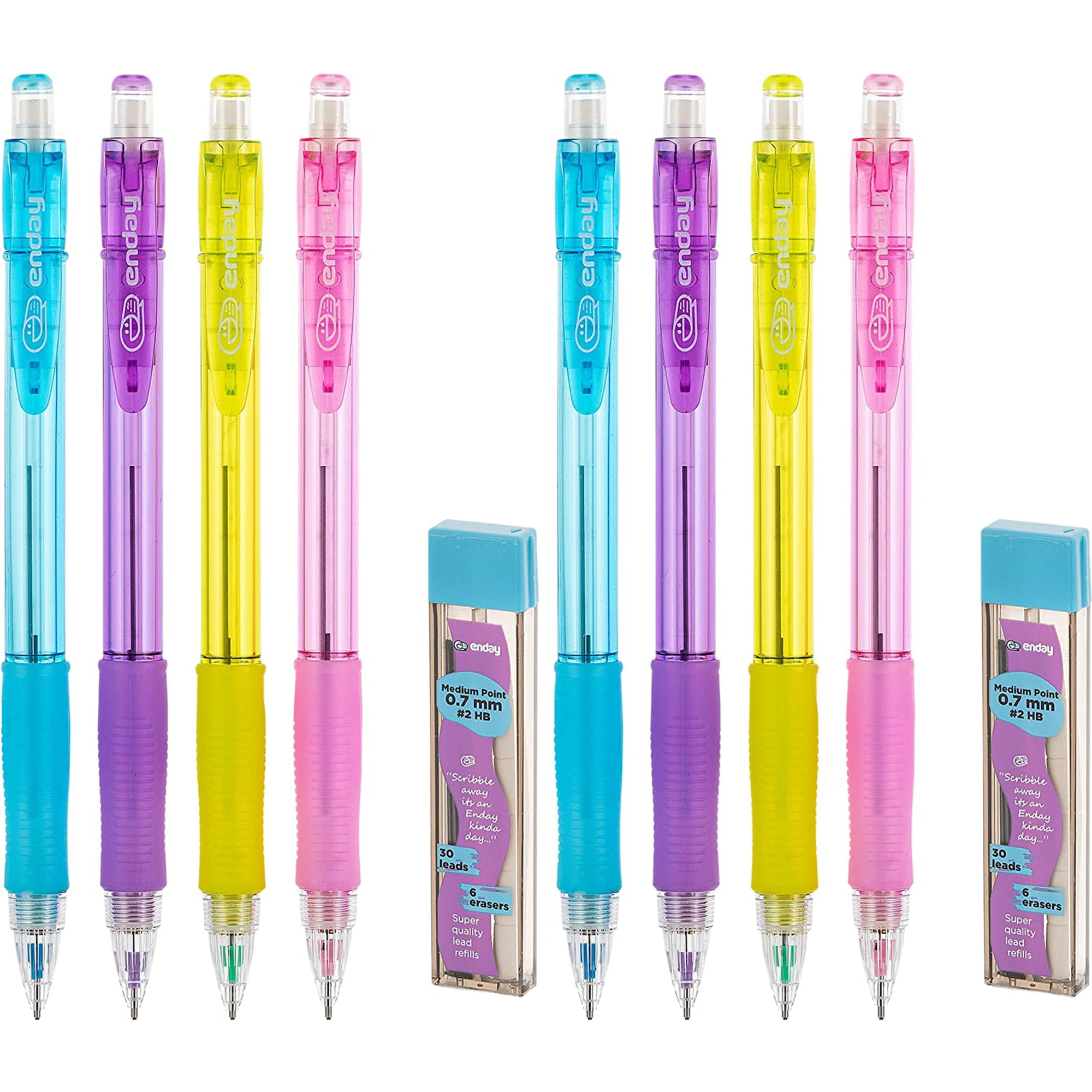 Enday 4-Piece Mechanical Pencil Set with Eraser & 0.7 mm Lead Refills ...