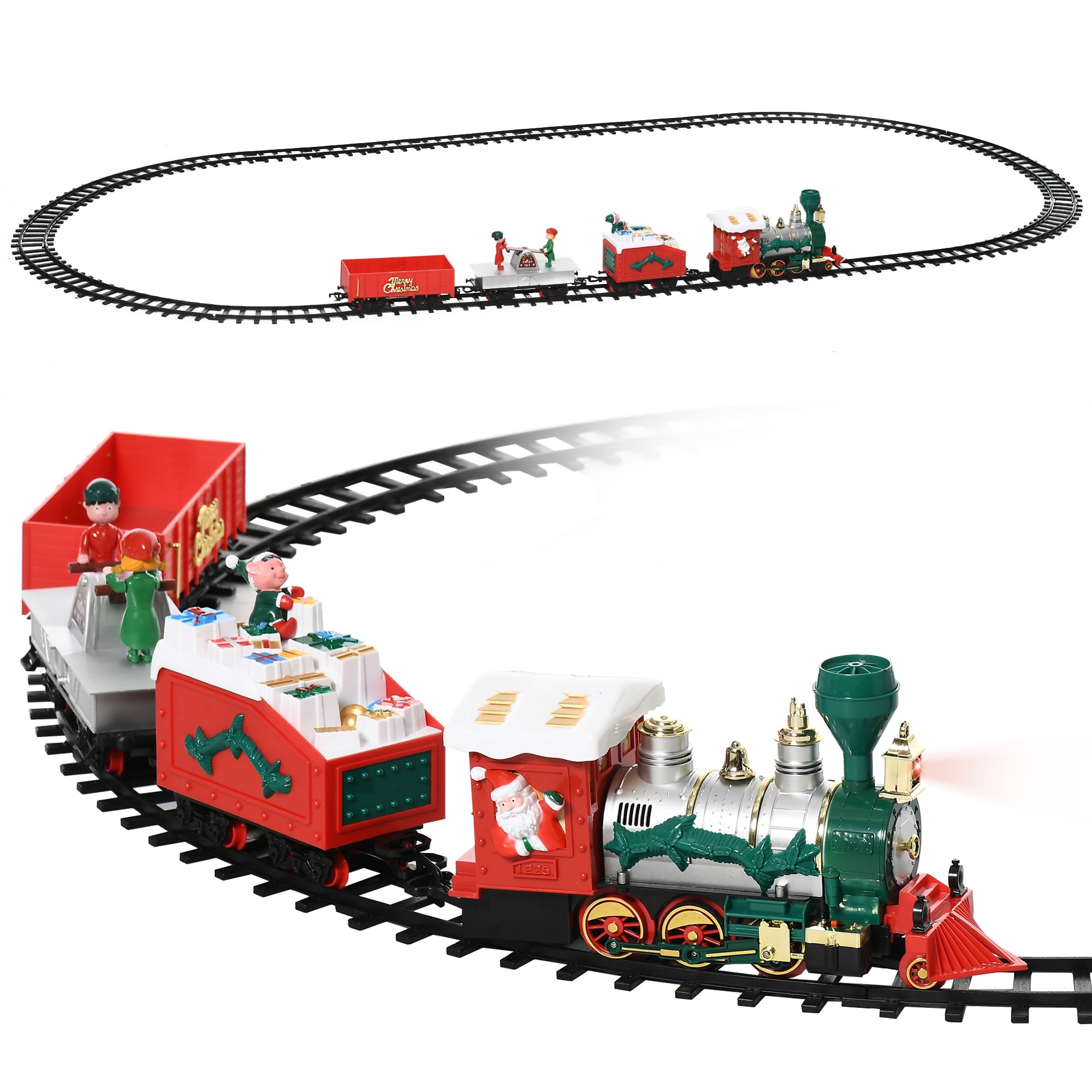 Buy Qaba Electric Train Set for Kids, Battery-Powered Christmas Train ...