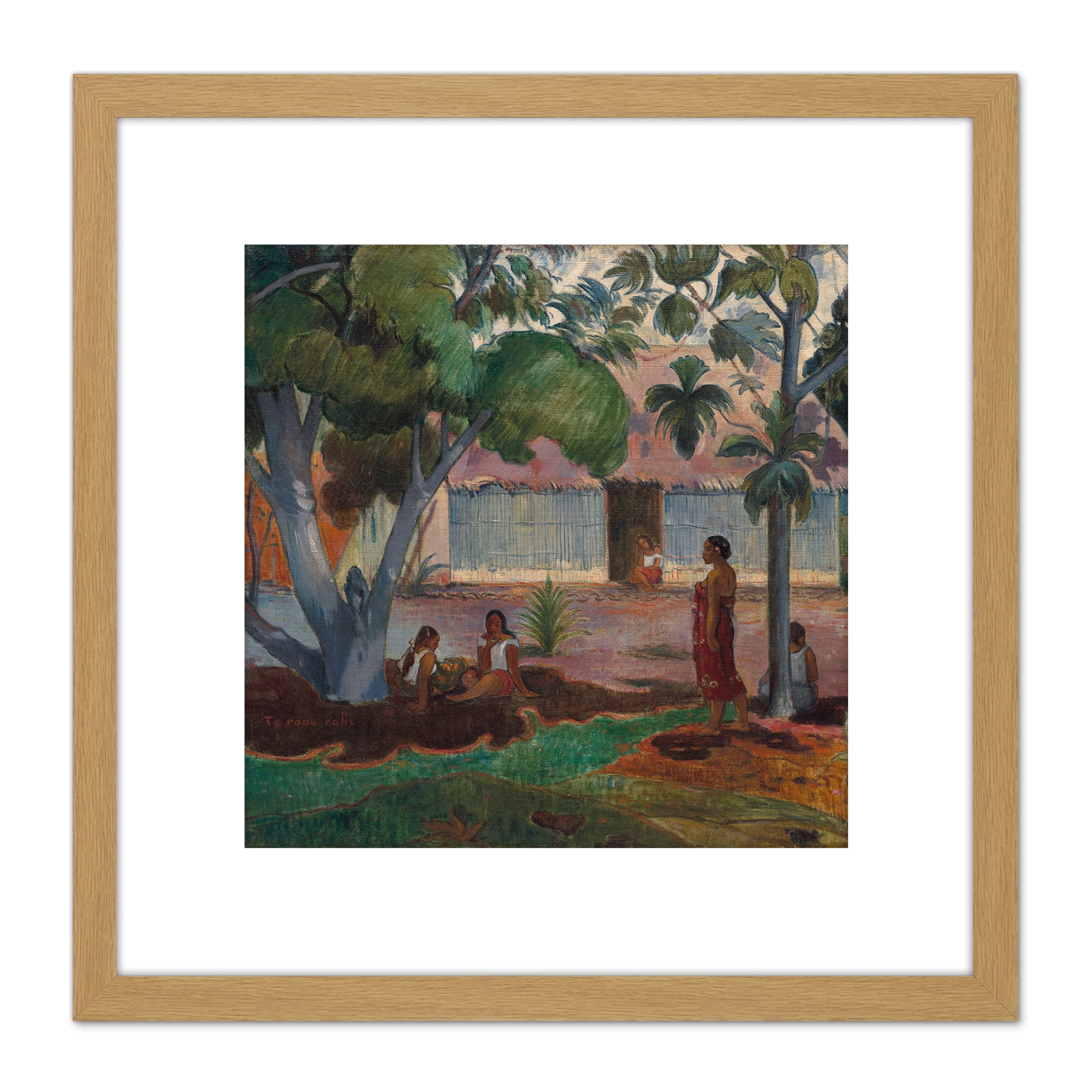 Gauguin The Large Tree Tahiti Painting 8X8 Inch Square Wooden Framed ...