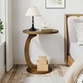 Tribesigns C-Shaped Side Table, Round Wooden End Table, 18.89 Inches ...