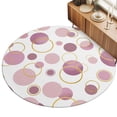 Abstract Modern Purple Pink Dots Round Rug 3ft Golden Circle Washable ...
