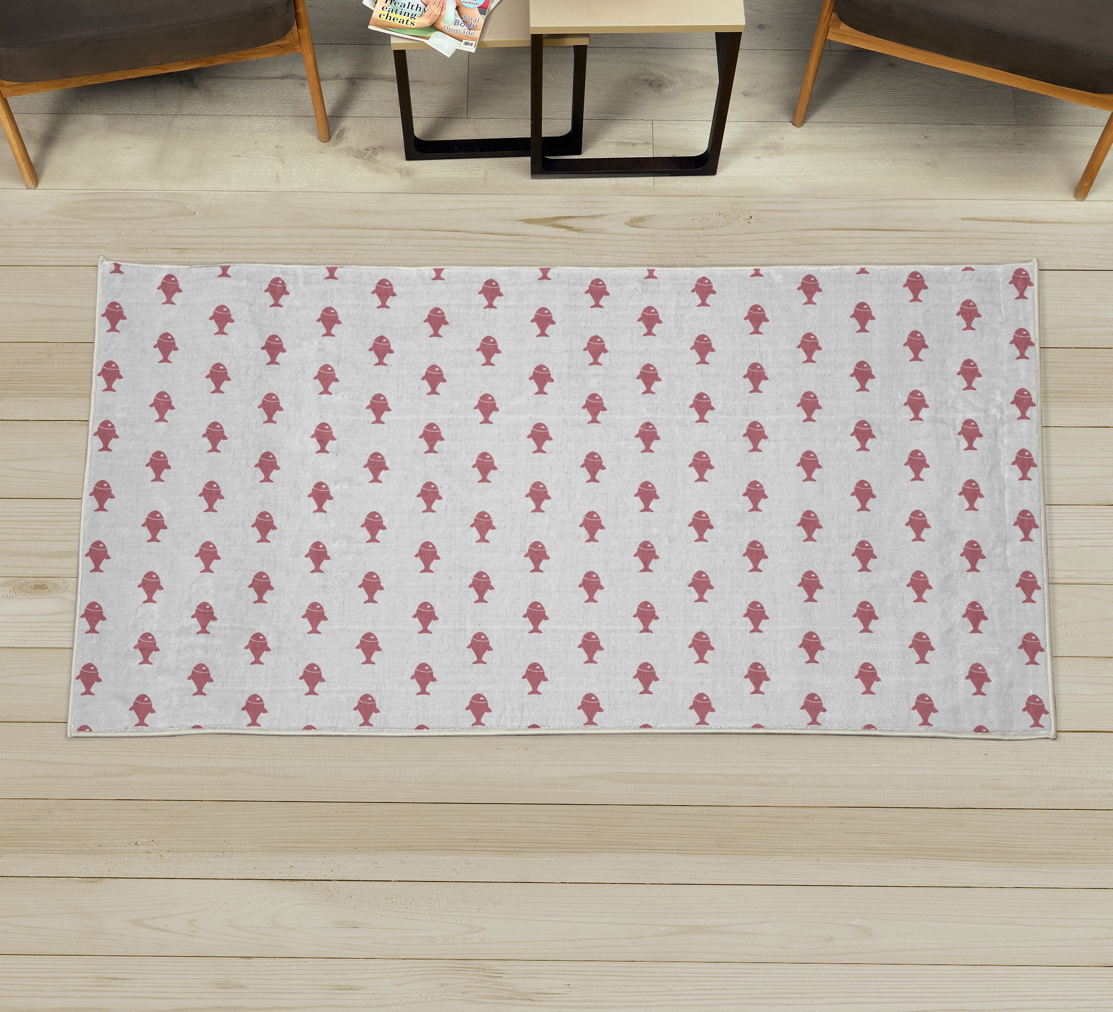 Ocean Decorative Rug, Hand Drawn Nautical Sketchy Sea Life Fish Whales ...