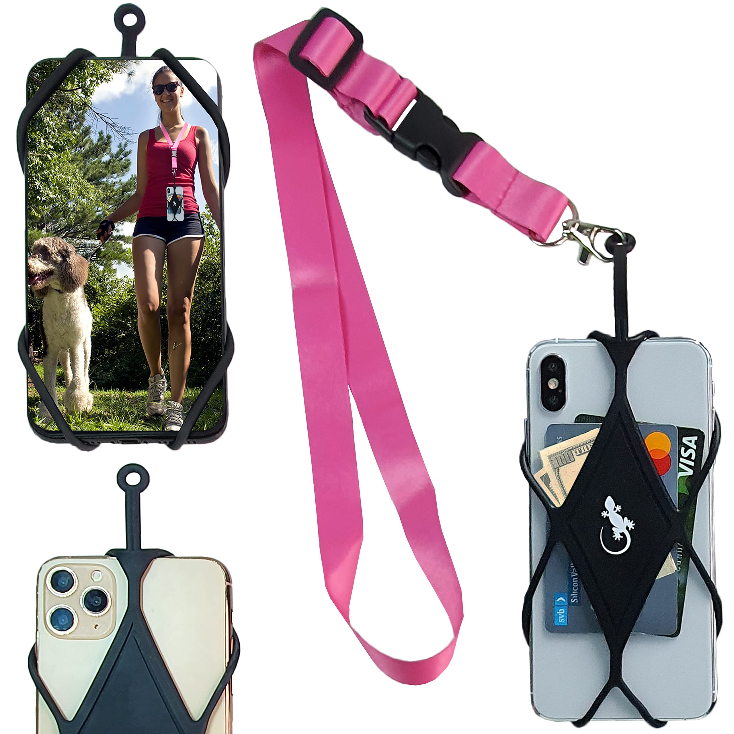 Cell Phone Lanyard Case with Polyester Lanyard & Silicone Cell Phone ...