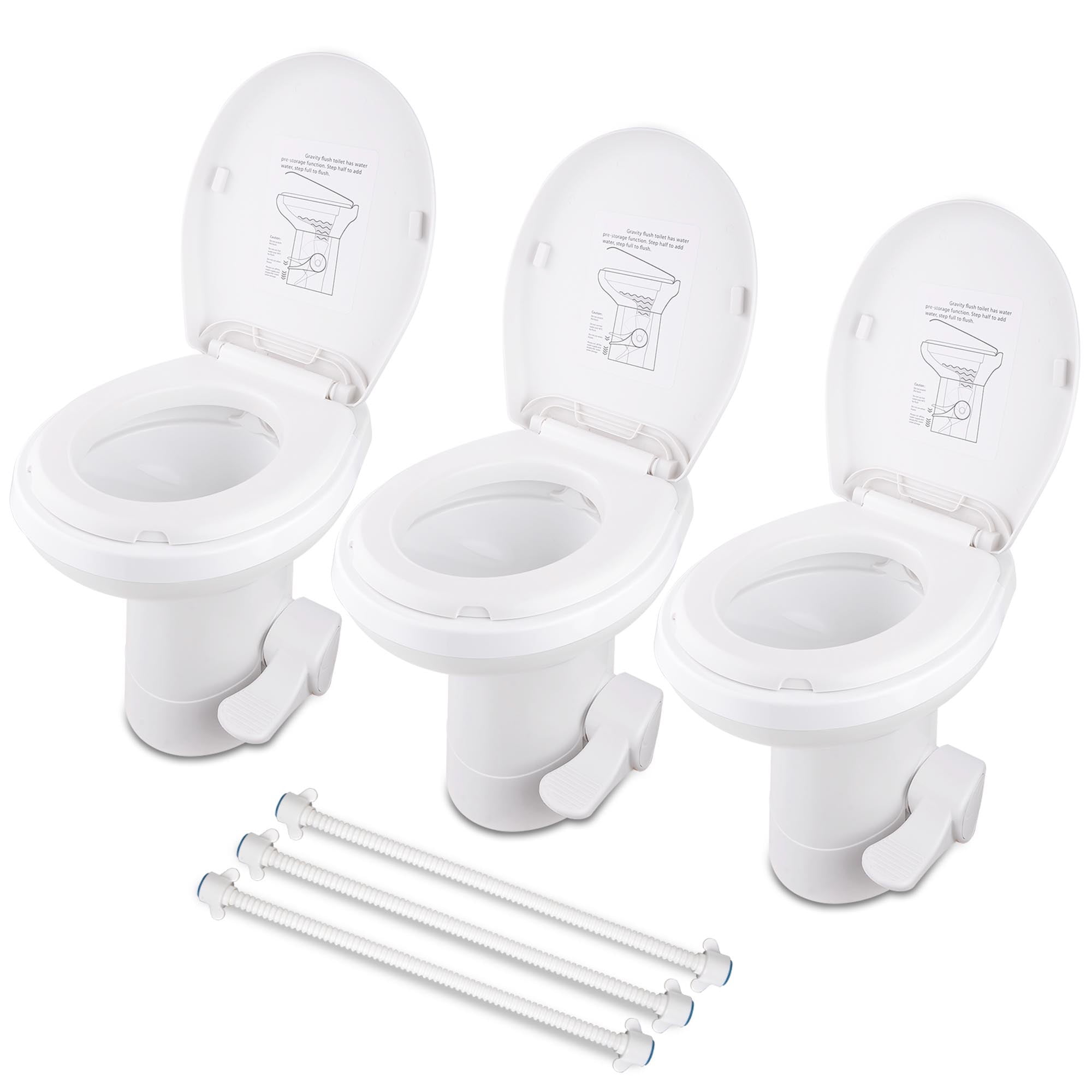 Gravity Flush Toilet RV Toilet Foot Pedal 20" Seating Height Motorhome ...