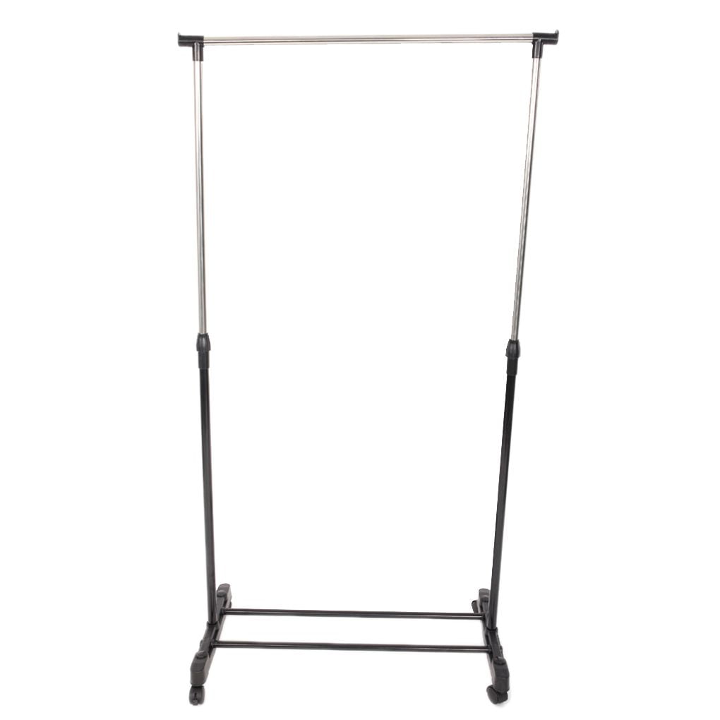 Single Rod Rolling Garment Rack Movable Adjustable Height Clothing ...