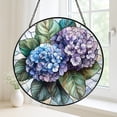 Blue Hydrangea Stained Glass Window Decor, Floral Botanical Hanging Art ...
