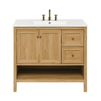 Cascade 36" Freestanding Bathroom Vanity in Green Oak with 3-Hole ...