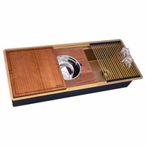 Ruvati 45-inch Polished Brass Matte Gold Stainless Steel Workstation ...