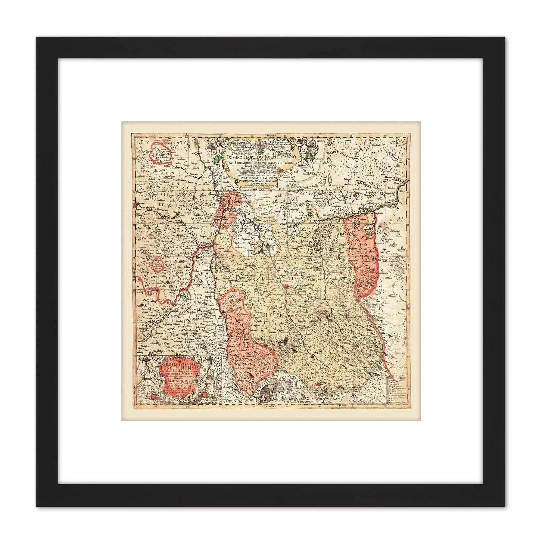 Map Antique 1724 Nigrinus Duchy Teschen Old Replica 8X8 Inch Square ...