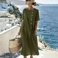 Lovzfmll Women's Button Front Tie Waist Pocket Shift Maxi Dress, Loose ...