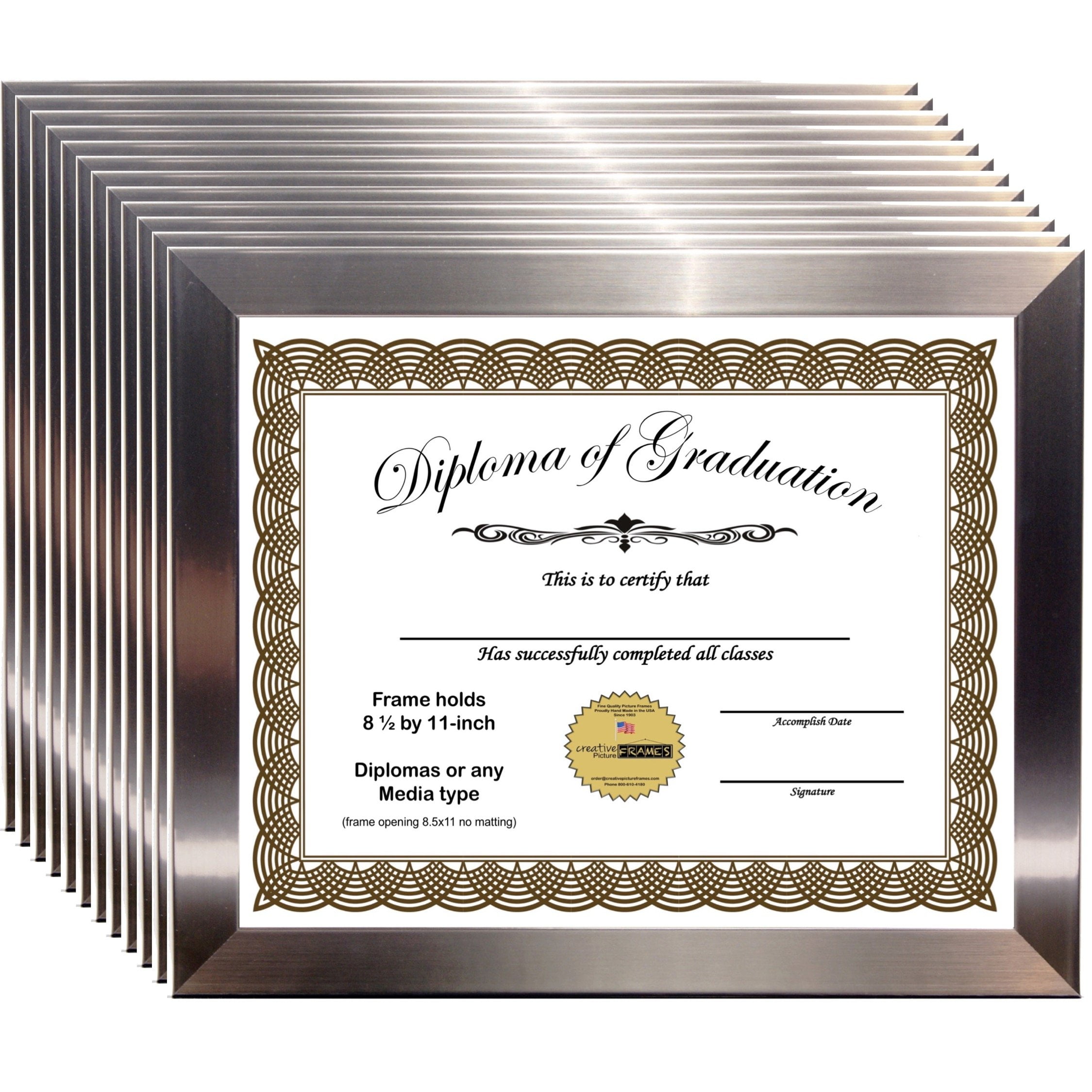 CreativePF [8.5x11ss] Stainless Steel Finish, Diploma Frame, Holds 8.5 ...