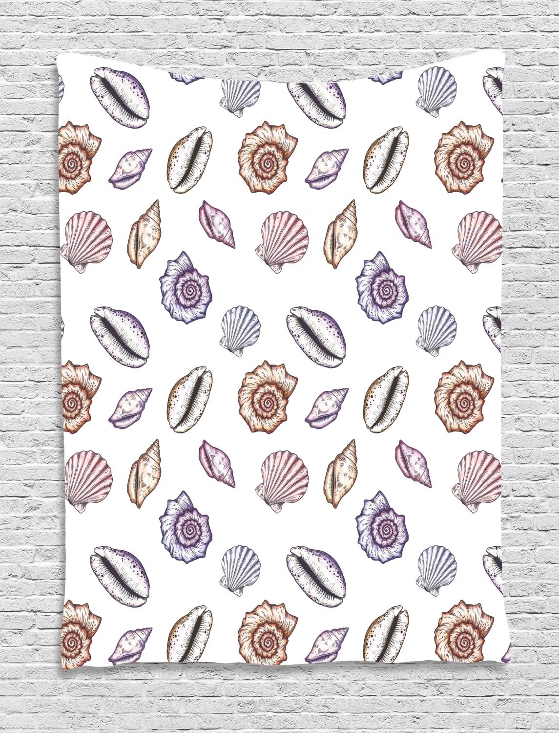 Seashells Tapestry, Marine Nautical Ornates Underwater Creatures on ...