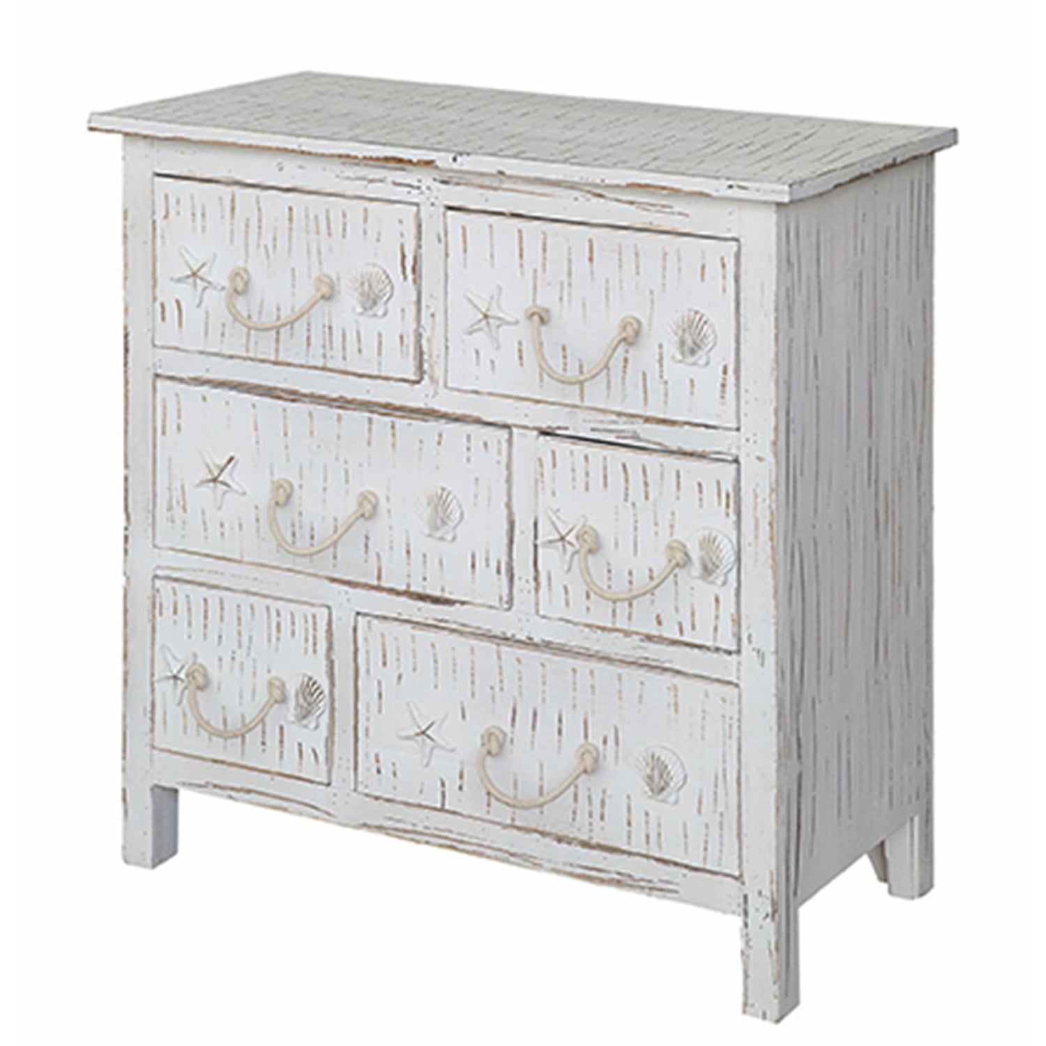 Crestview Seaside White Shell 6 Drawer Chest CVFZR1550 - Walmart.com