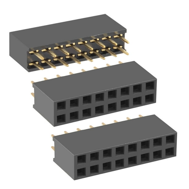 50Pcs 2.54mm Pitch 2x8-Pin Double Row Straight Connector Female Pin Header Strip - Walmart.com