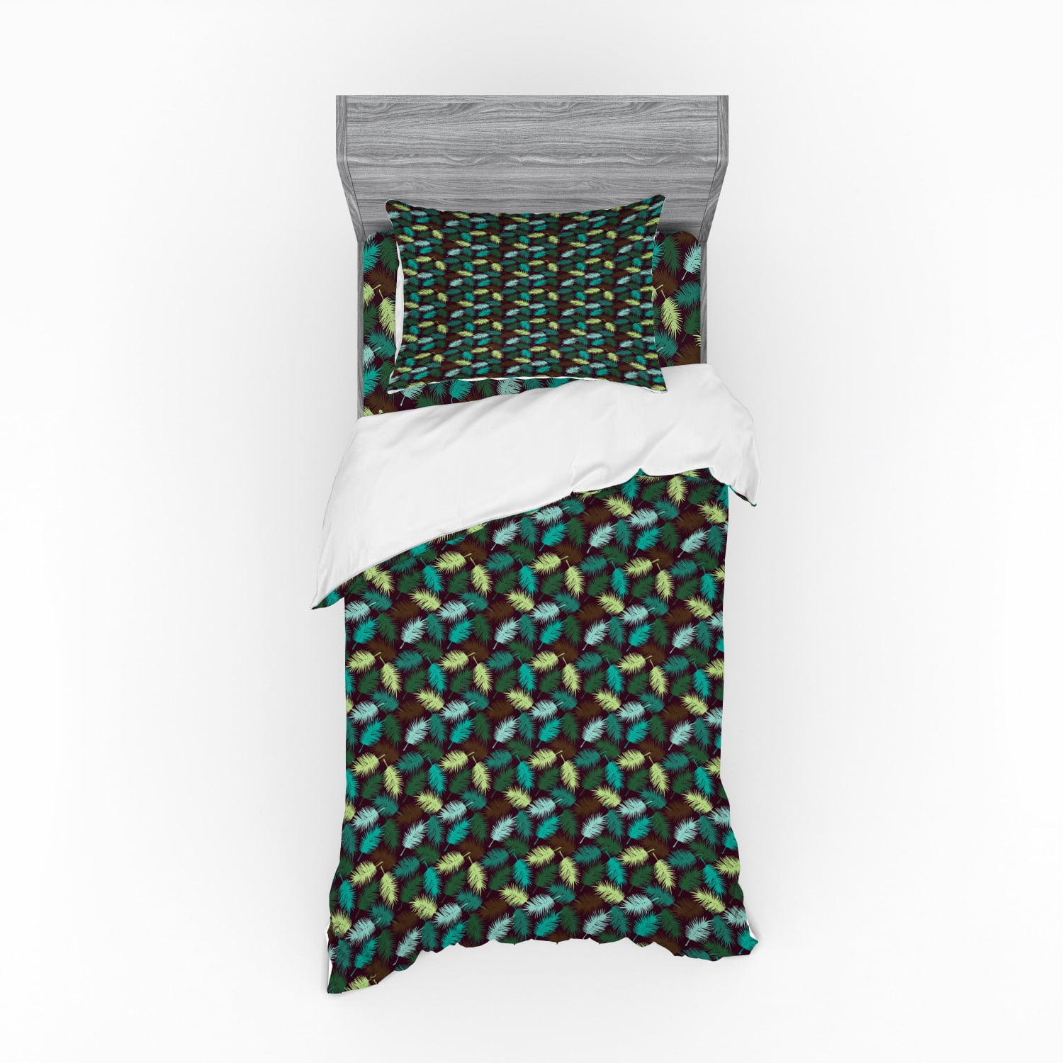 Tropical Duvet Cover Set, Exotic Torbay Palm Tree Leaves Silhouette ...