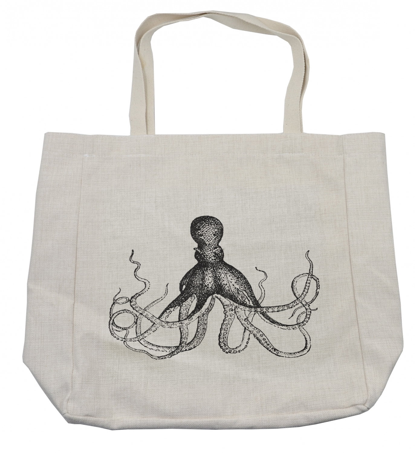 Octopus Shopping Bag, Monochrome Marine Animal Tentacles in Sketch ...