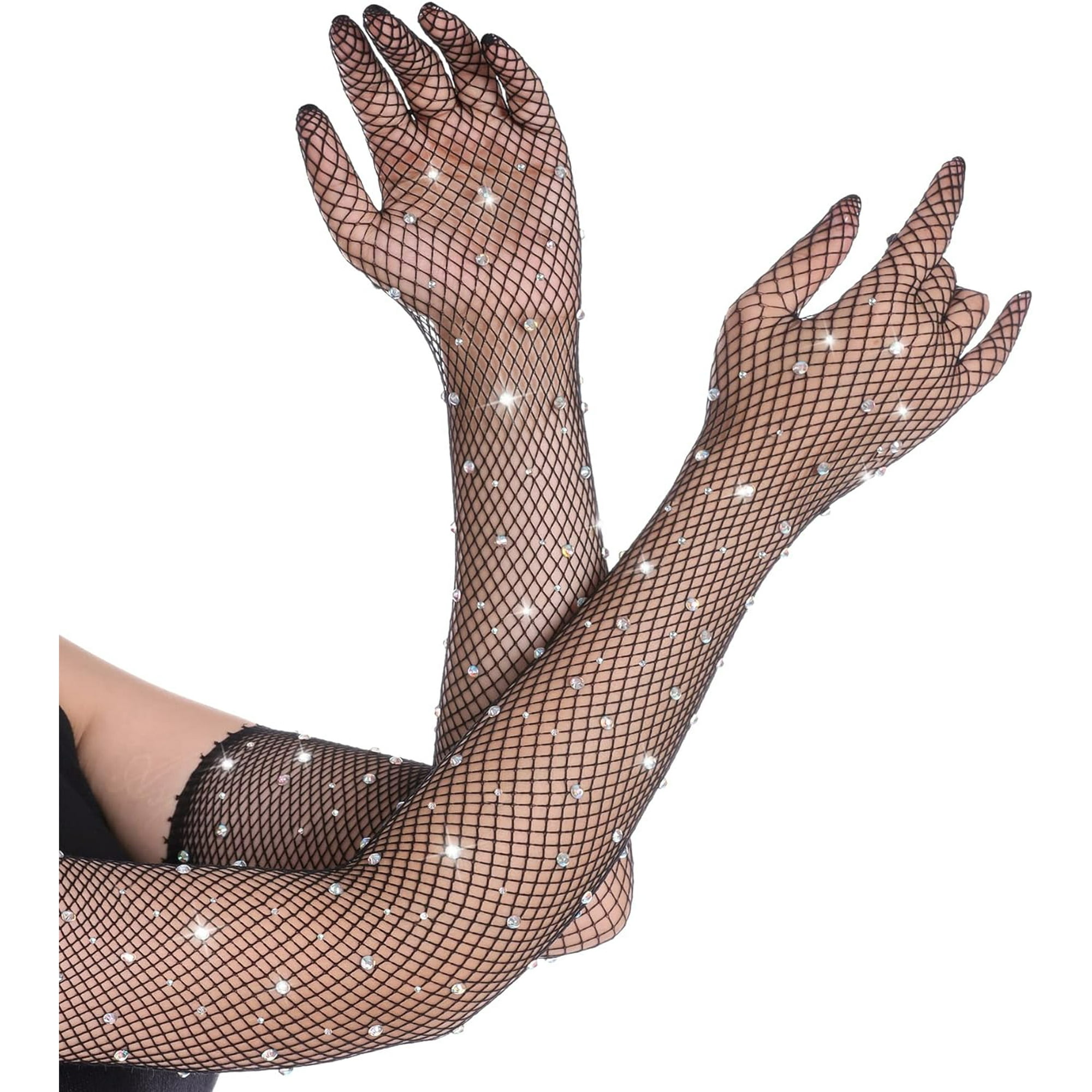 Click here for Laicaiw Women Rhinestone Fishnet Long Gloves Mesh... prices