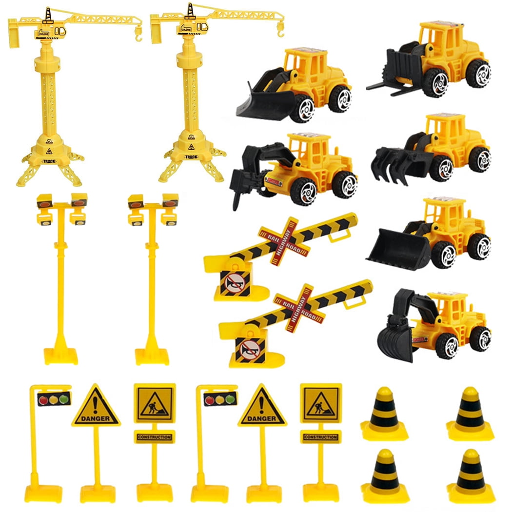 22PCS Construction Site Vehicles Toy Set Simulated Kids Engineering ...