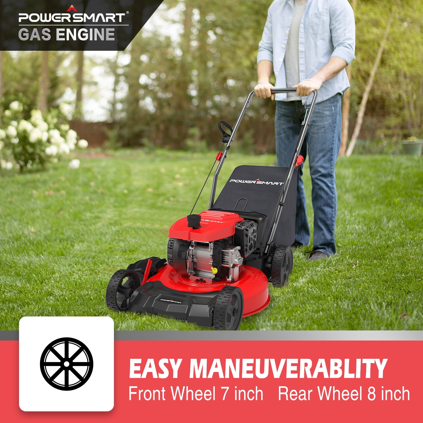 Power Smart 21-inch 3-in-1 Gas Powered Self-propelled Lawn Mower ...