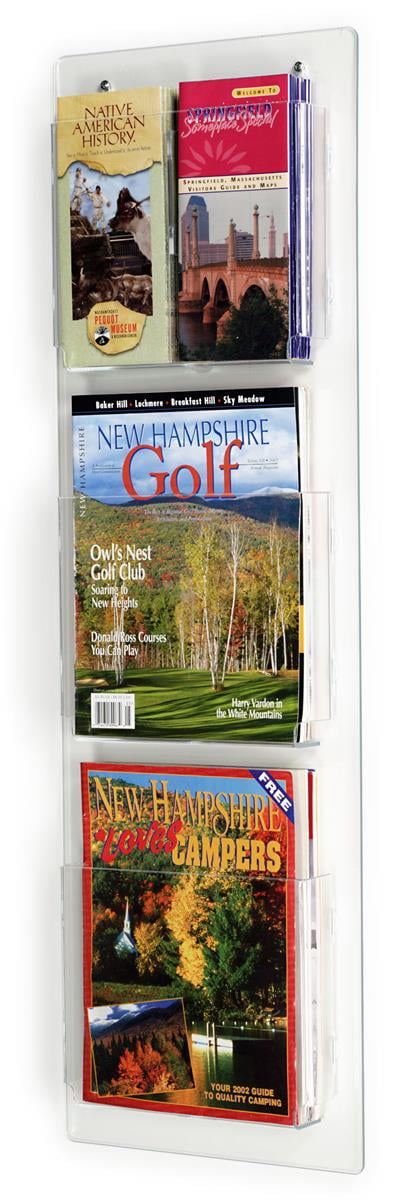 Wall Mounted Literature Rack 11.125” x 35.25” x 4” Clear Acrylic ...