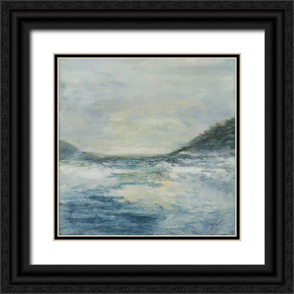 Shanti, Shima 26x26 Black Ornate Wood Framed with Double Matting Museum ...