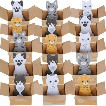 30 Pieces Cartoon Cat Sticky Notes Cat Shape Sticky Notes Bookmark Page ...