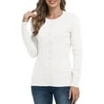 Mlanm Womens Long Sleeve Button Down Crew Neck Classic Sweater Knit
